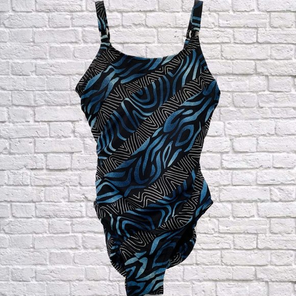 amoena | Swim | Amoena Mastectomy One Piece Blue Black Print Swim Suit ...